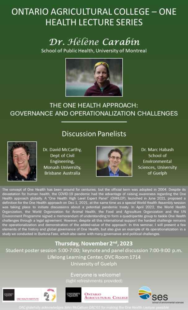 OAC - ONE HEALTH LECTURE SERIES -Presenting -Dr. Hélène Carabin School ...
